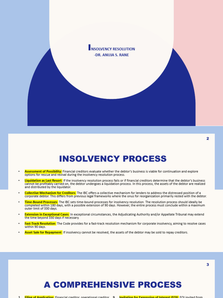 Insolvency Resolution Process | PDF | Bankruptcy | Insolvency