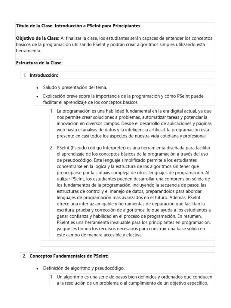Algoritmos Y Pseint Pdf Lenguaje De Programación Algoritmos