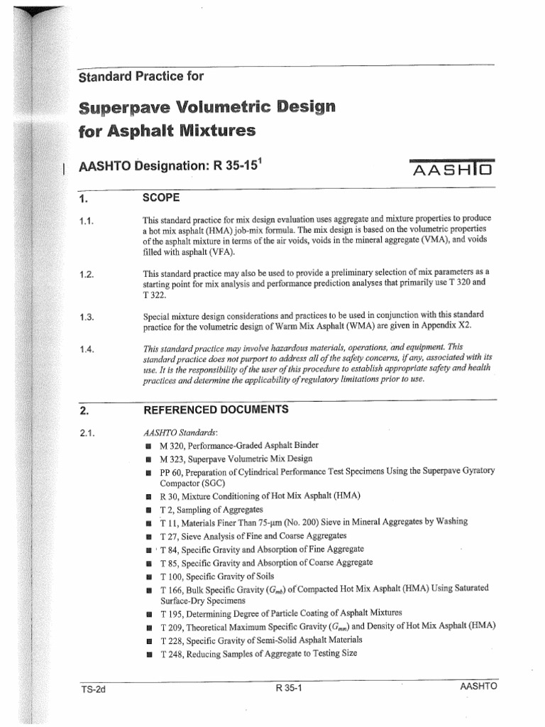 17.1 Aashto R35-15 - Diseño Superpave | PDF