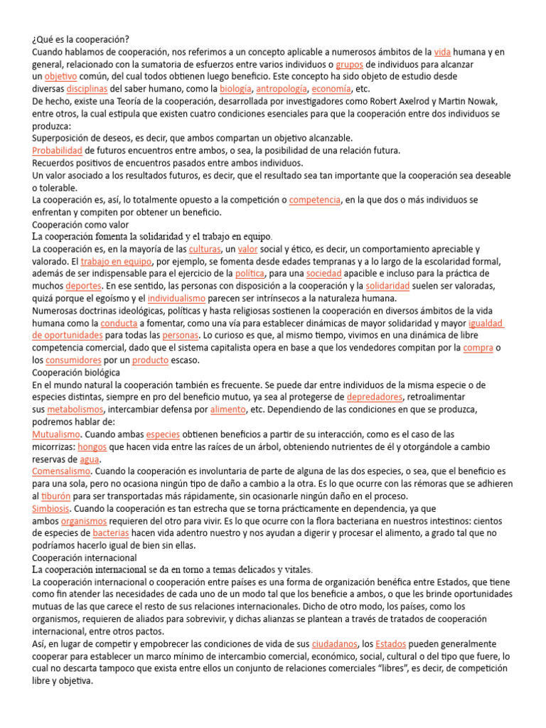 Qué es la cooperación | PDF | Cooperación | Vida