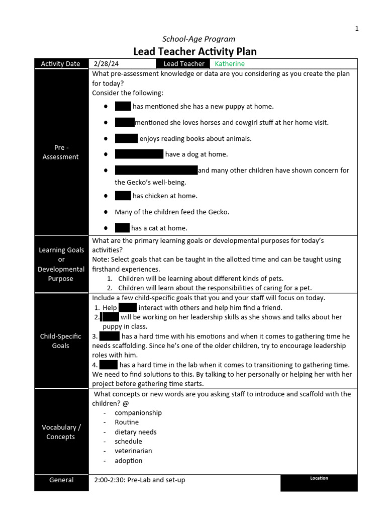School-Age Pet Care Activity Plan | PDF | Pet