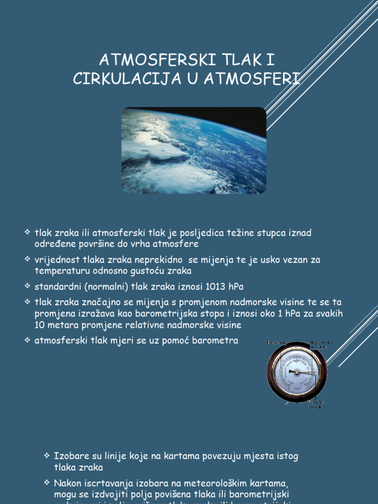 Atmosferski Tlak I Cirkulacija U Atmosferi | PDF