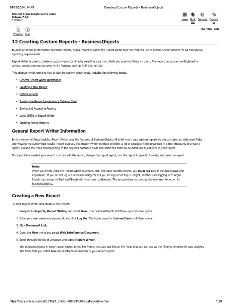 Step by Step - Create Report Webi | PDF