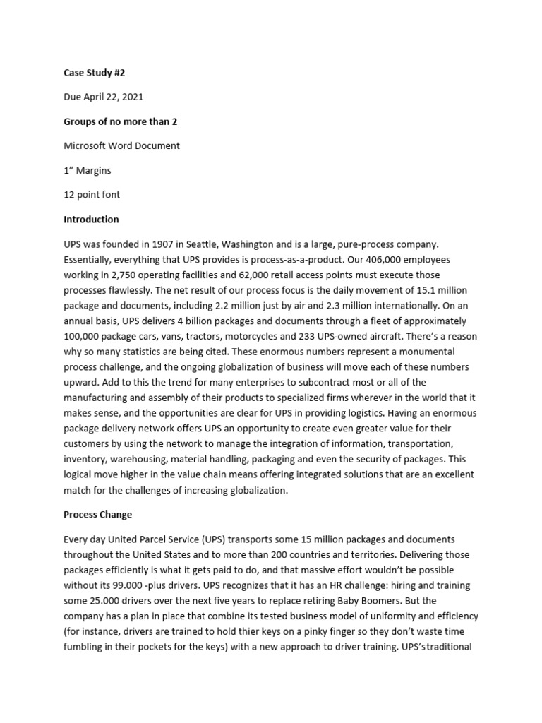Case Study #2 | PDF | United Parcel Service | Business