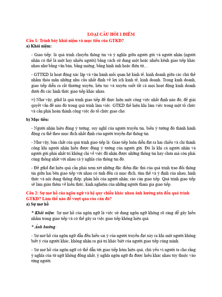 Đề cương GTKD | PDF