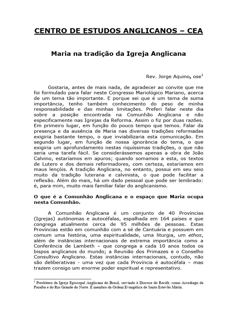 Maria Na Tradicao Da Igreja Anglicana | PDF | Maria, mãe de Jesus ...