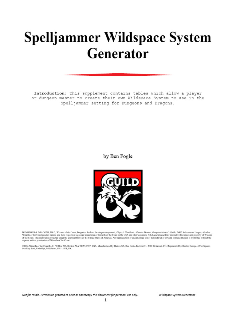 1808607-Spelljammer Wildspace System Generator | PDF | Wizards Of The ...
