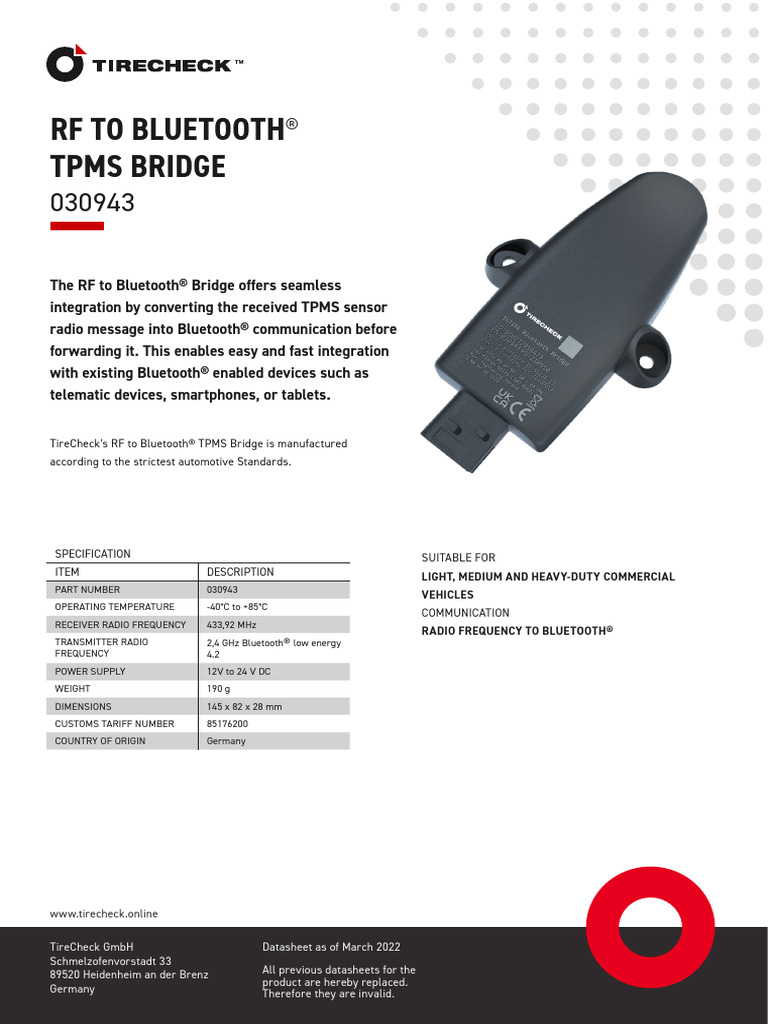 RF To Bluetooth TPMS Bridge030943 RF To Bluetooth TPMS Bridge | PDF ...