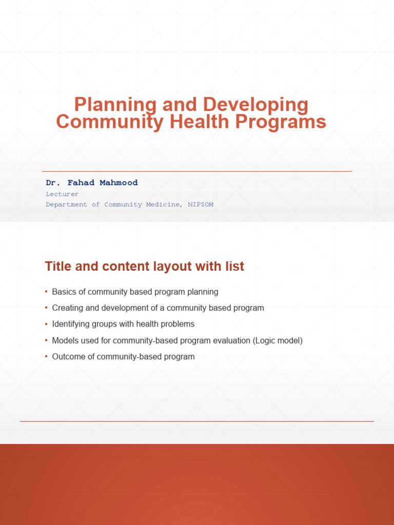 NIPSOM - 4 - Planning and Developing Community Health Programs | PDF ...