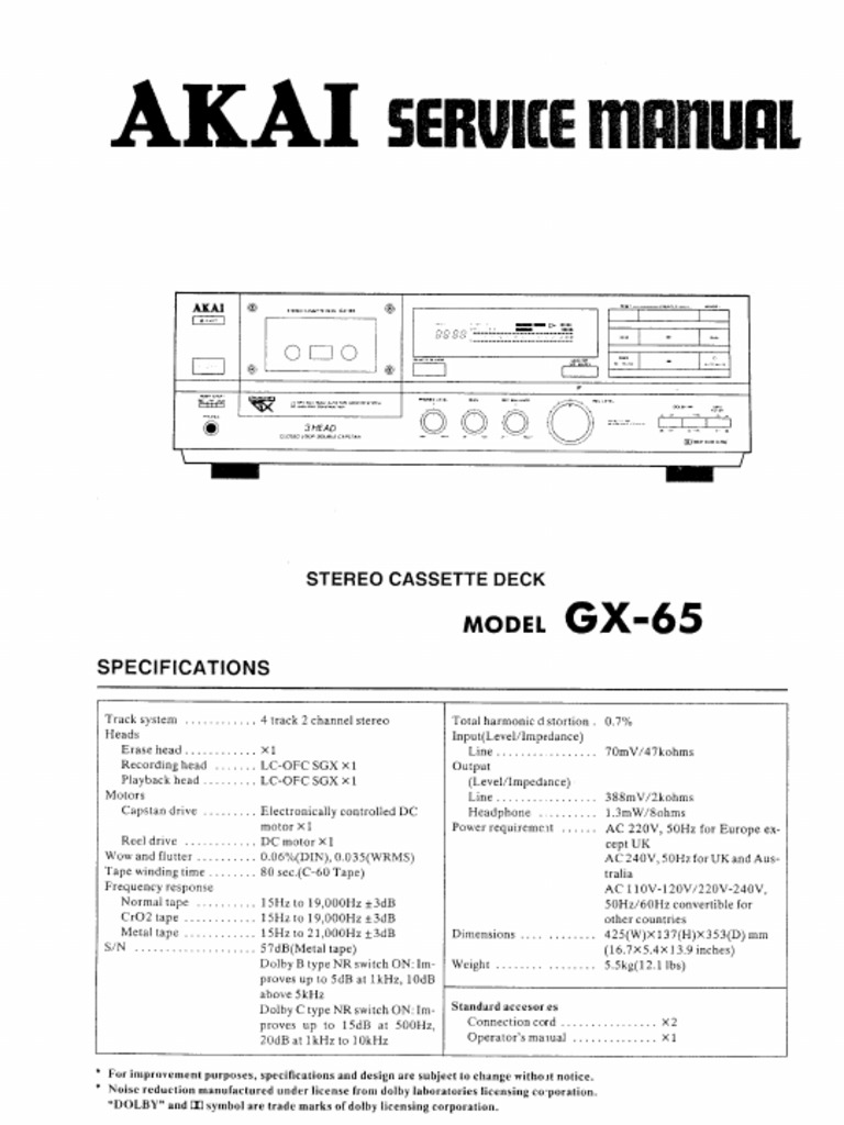 Akai GX 65 Service Manual | PDF