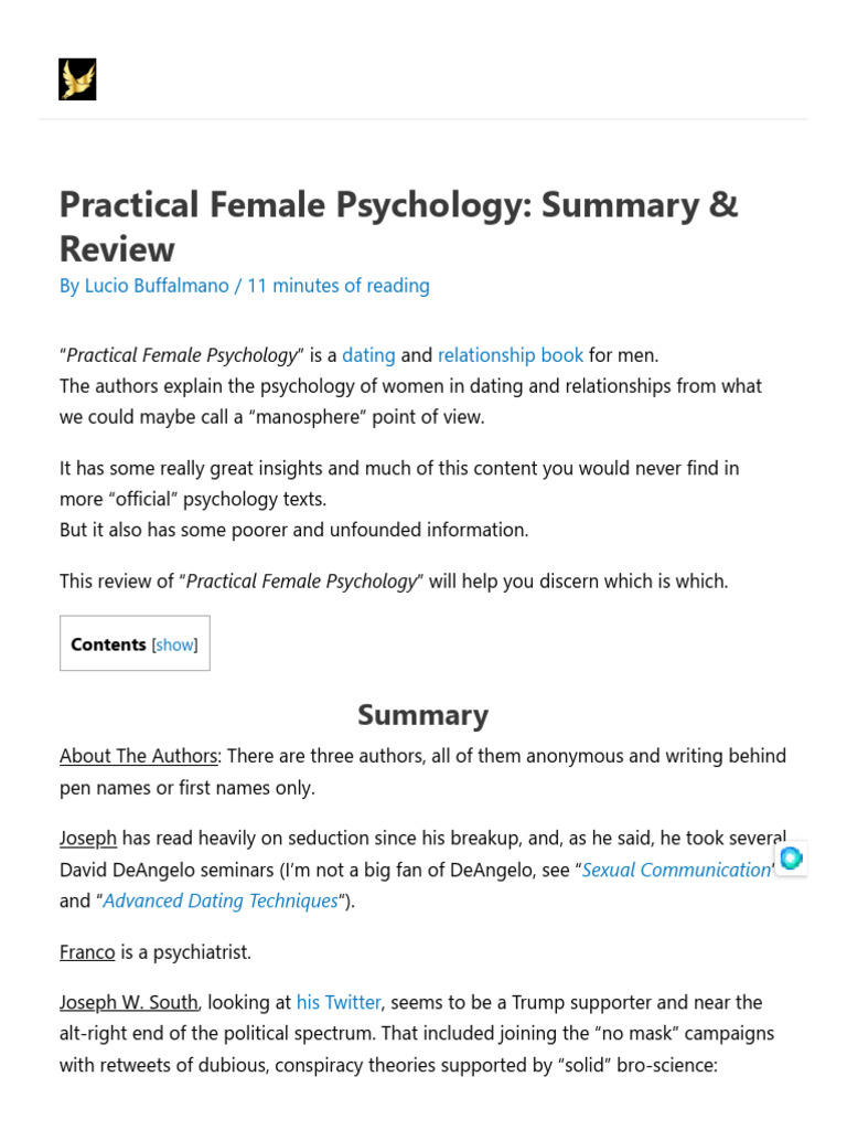 Practical Female Psychology - Understand Women (Review) - TPM | PDF ...