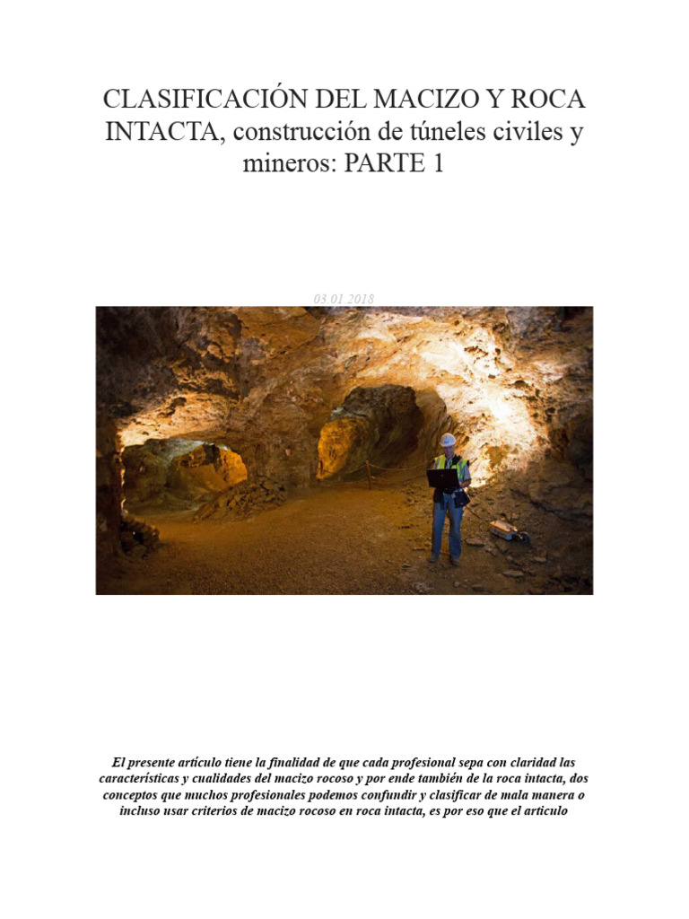 Clasificación Del Macizo y Roca Intacta P1 | PDF | Roca (geología ...