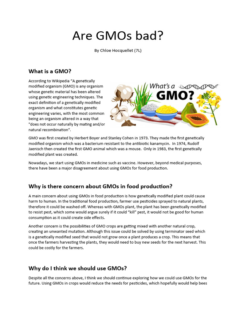 Are GMOs bad | PDF | Genetically Modified Organism | Genetic Engineering