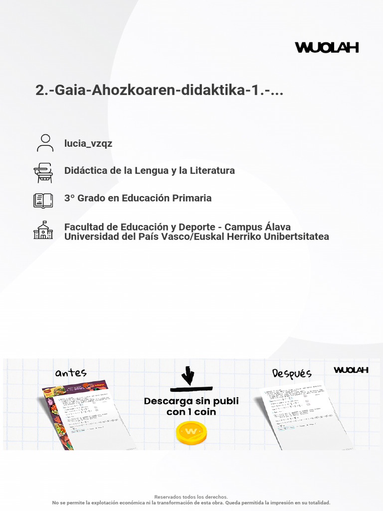 Wuolah Free 2. Gaia Ahozkoaren Didaktika 1. Atala | PDF