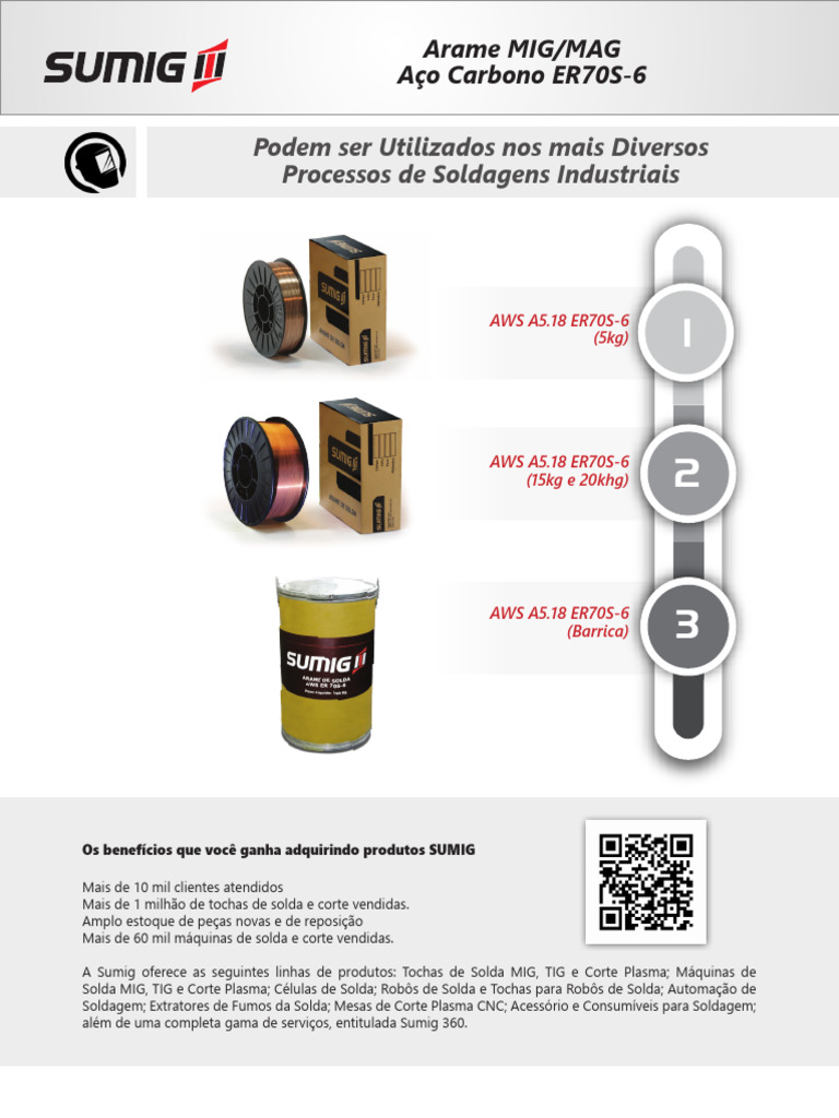 Arame MIG MAG ACO CARBONO SUMIG | PDF | Natureza | Processos industriais