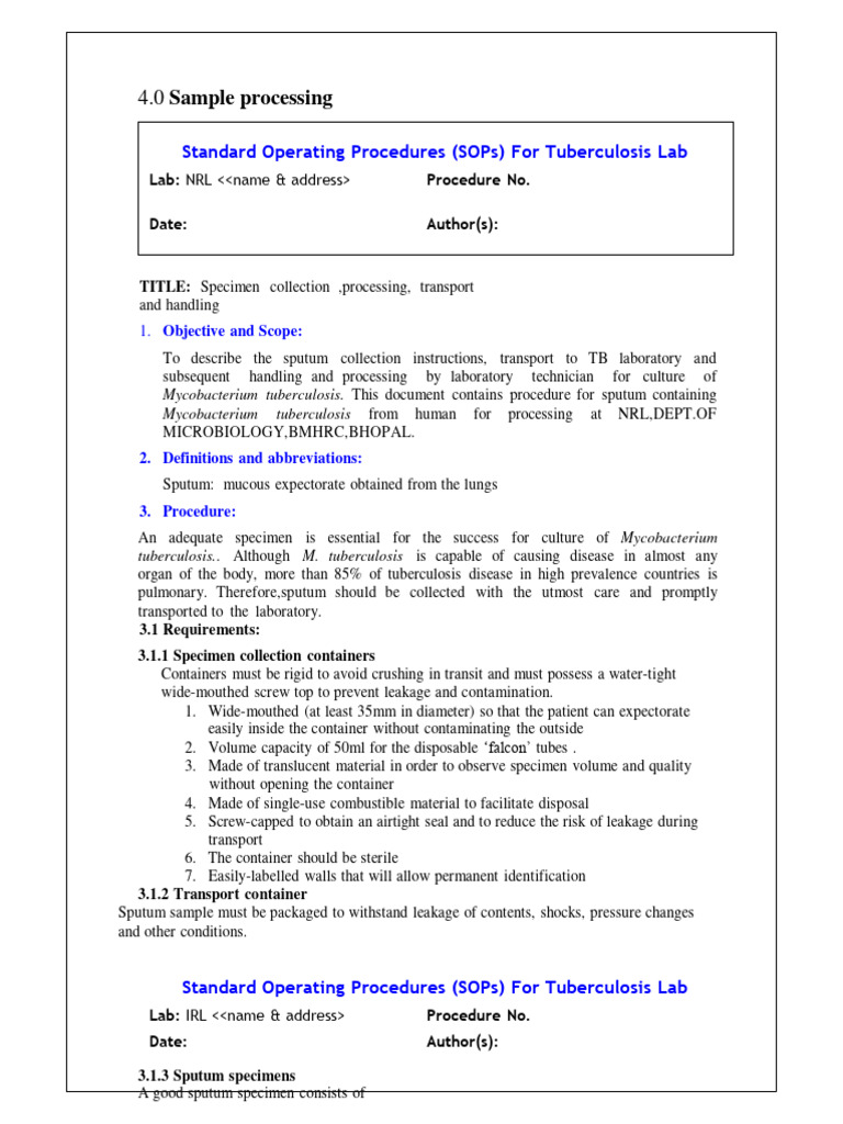Sample Processing 1 | PDF | Tuberculosis | Sodium Hydroxide
