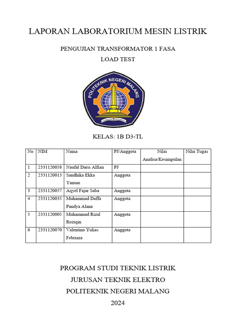 Load Test Trafo 1 Fasa Acc | PDF
