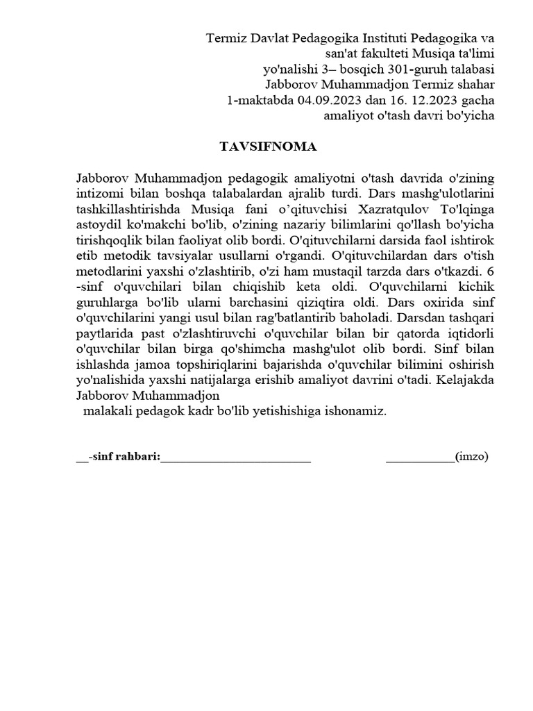 Tavsifnoma) | PDF