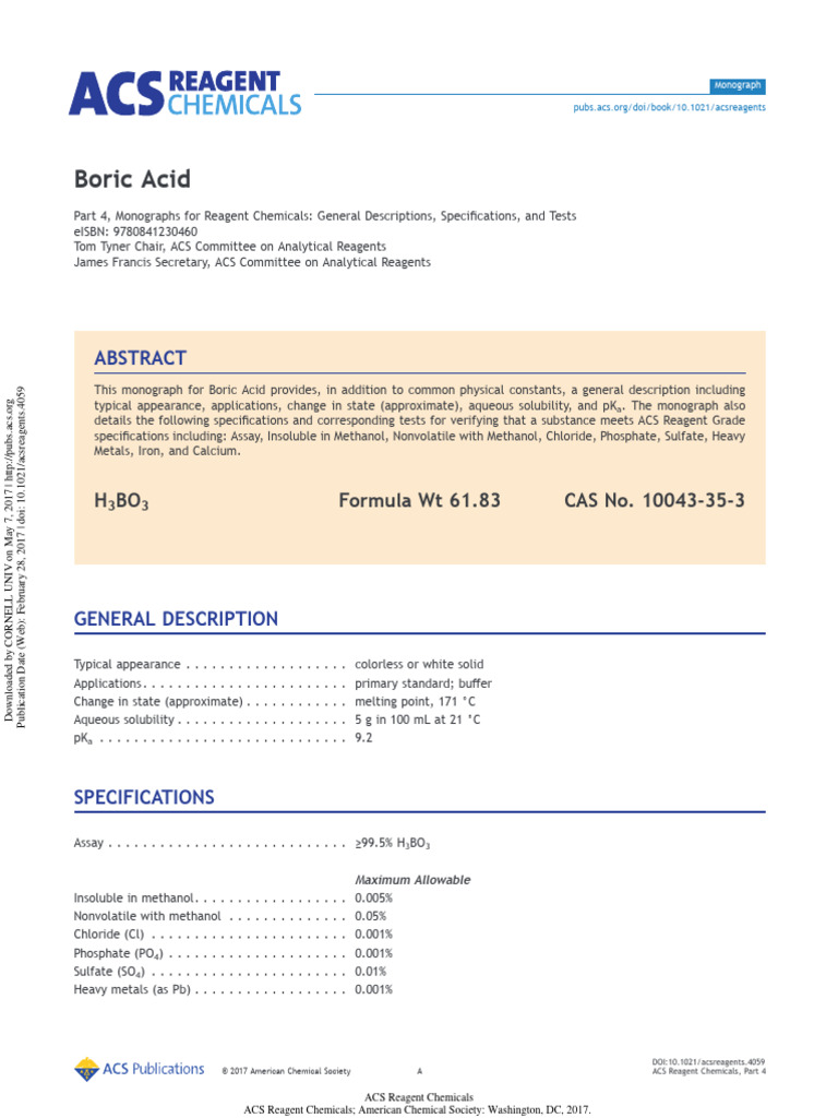 Boric Acid 2017 | PDF | Acid | Solubility