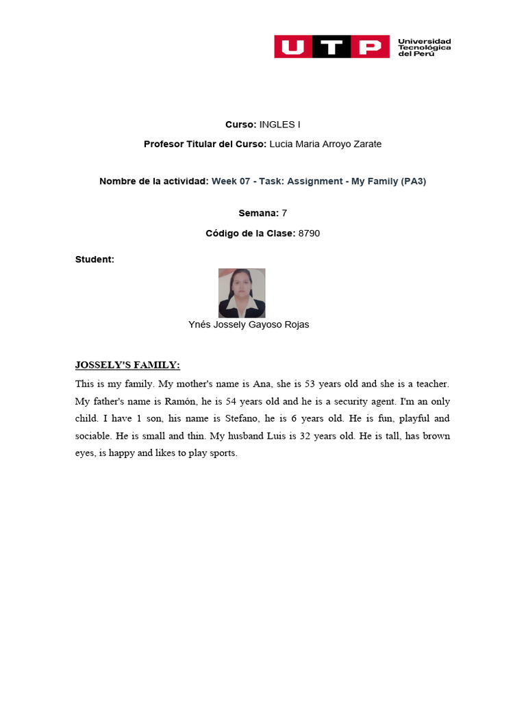Week 07 - Task Assignment - My Family (PA3) | PDF Week 07 - Task Assignment - My Family (PA3) | PDF