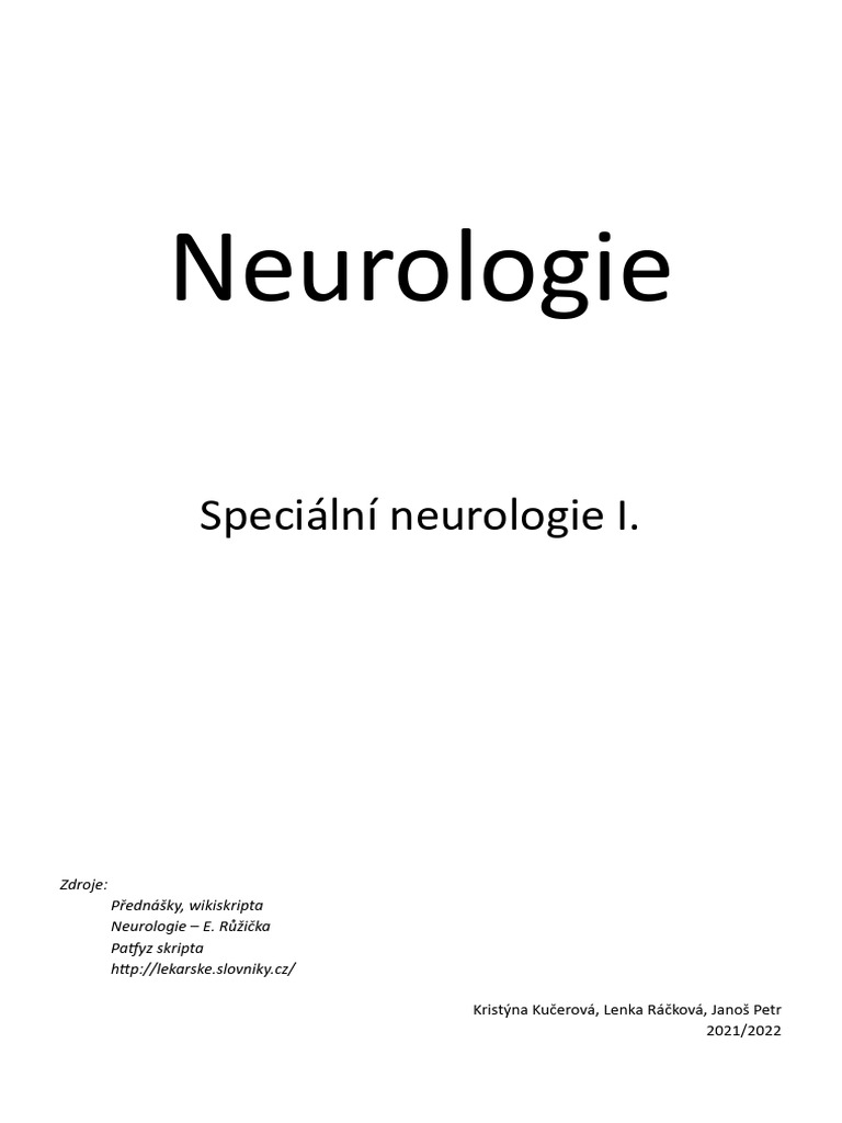Speciální Neurologie I. | PDF