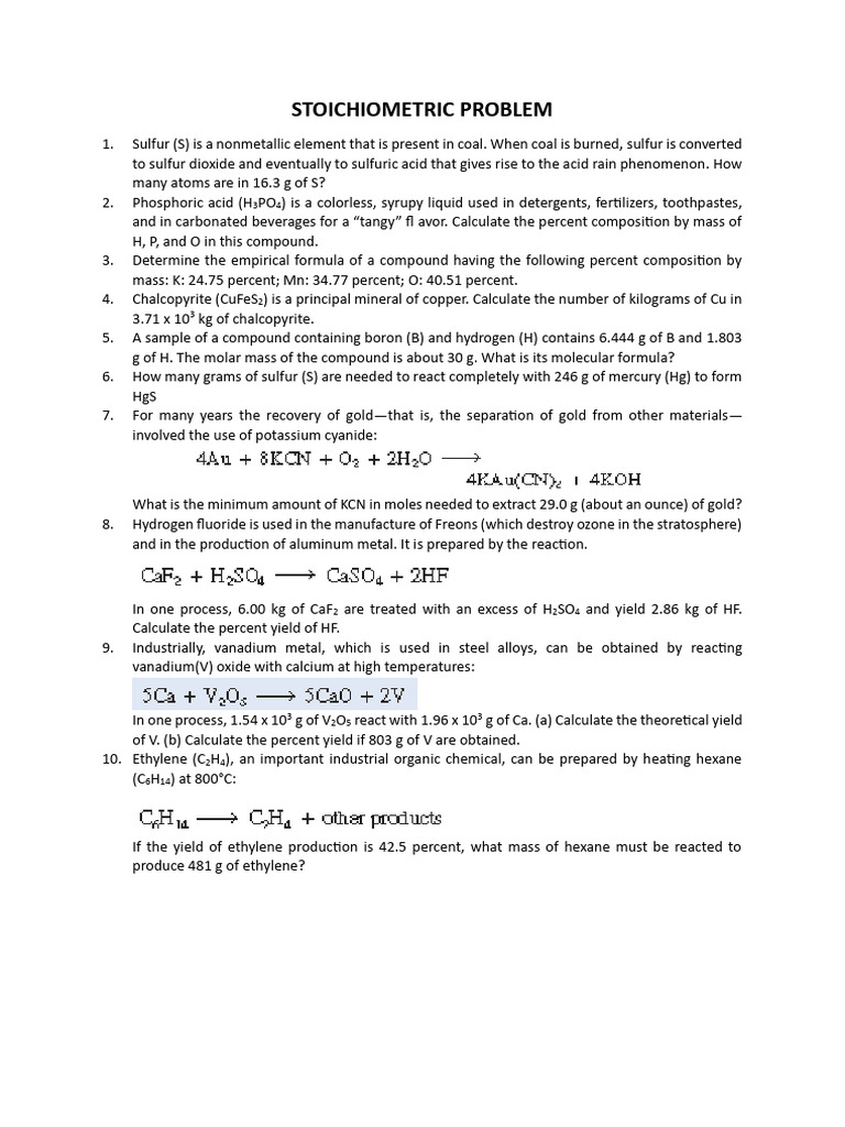 Stoichiometric Calculations in Chemistry | PDF