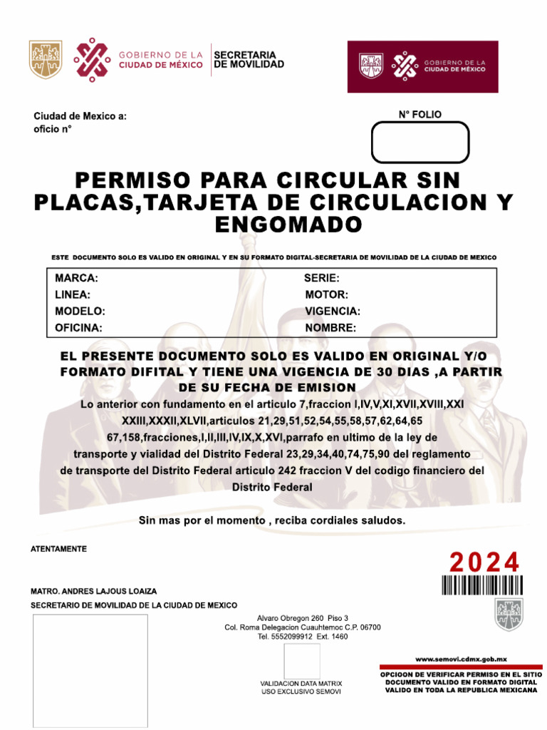 Permiso CDMX Formato | PDF