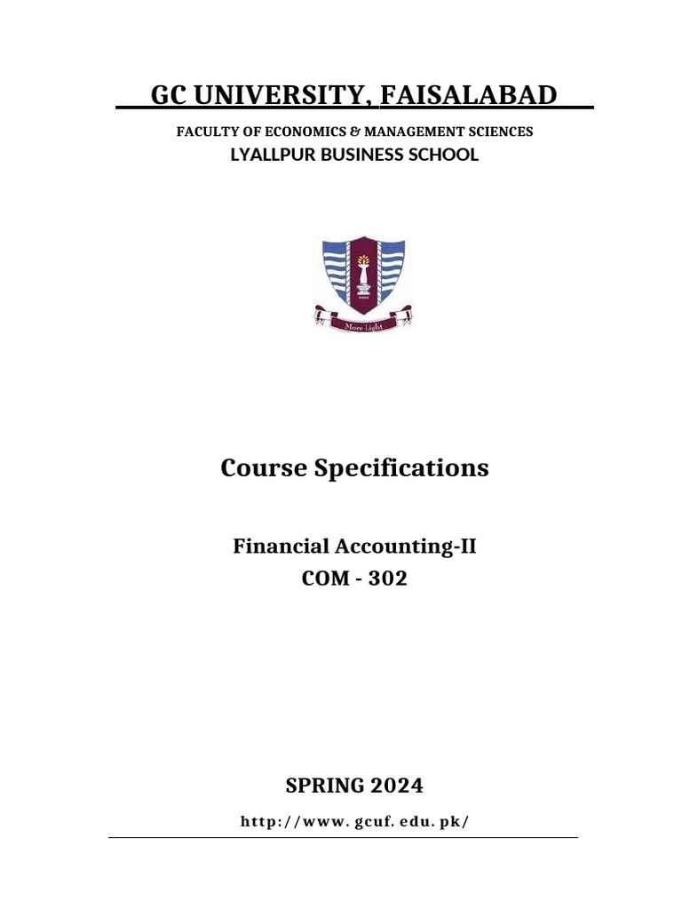 Financial Accounting-II Course Outline | PDF | Inventory | Accounting