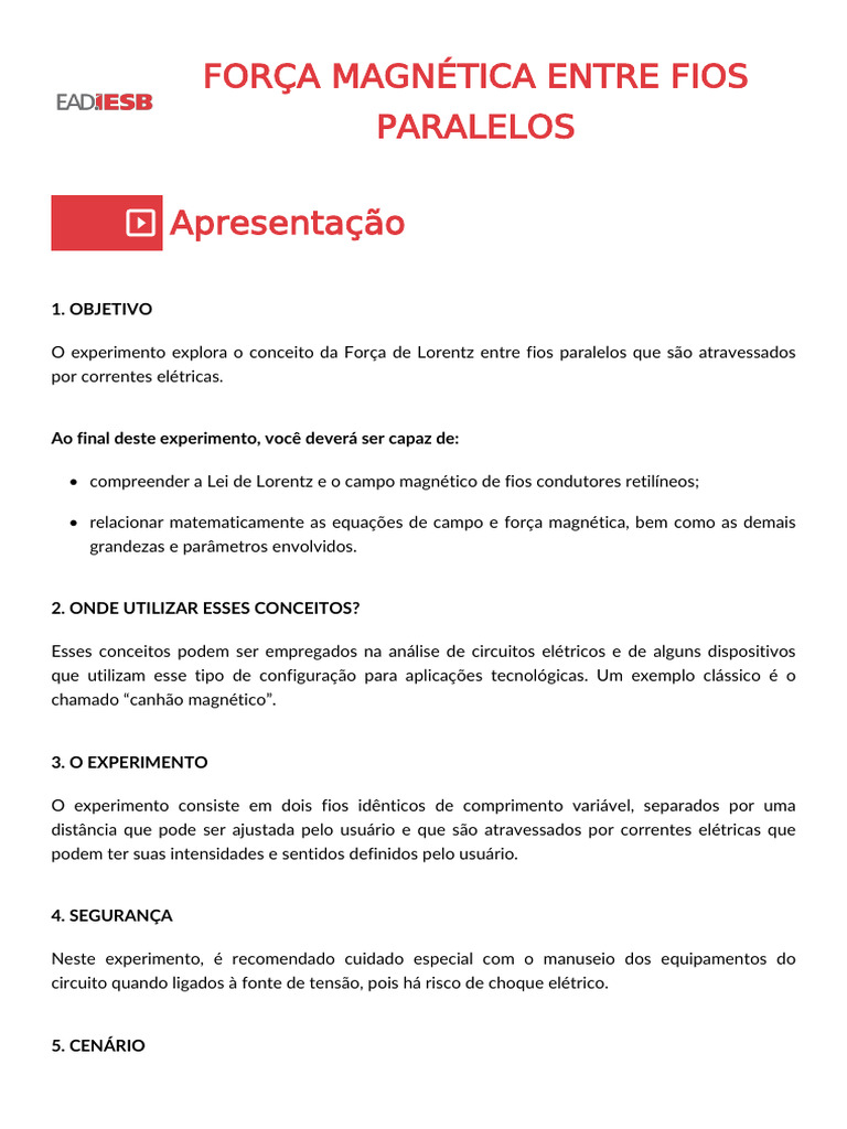 Força Magnética Entre Fios Paralelos | PDF | Magnetismo | Campo magnético