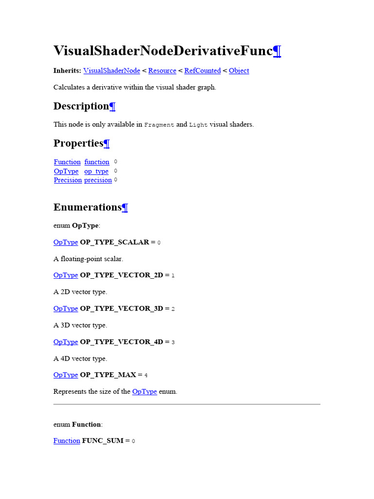 Visual Shader Node Derivative Func | PDF
