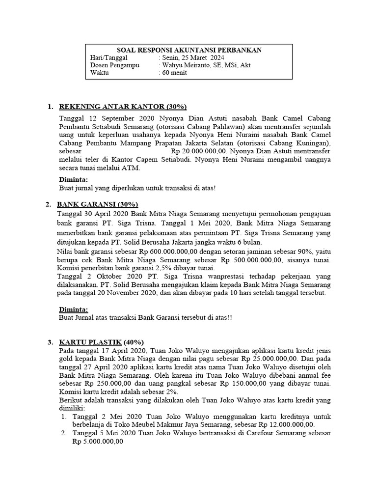Contoh Bank Garansi dan Jurnal Transaksi | PDF