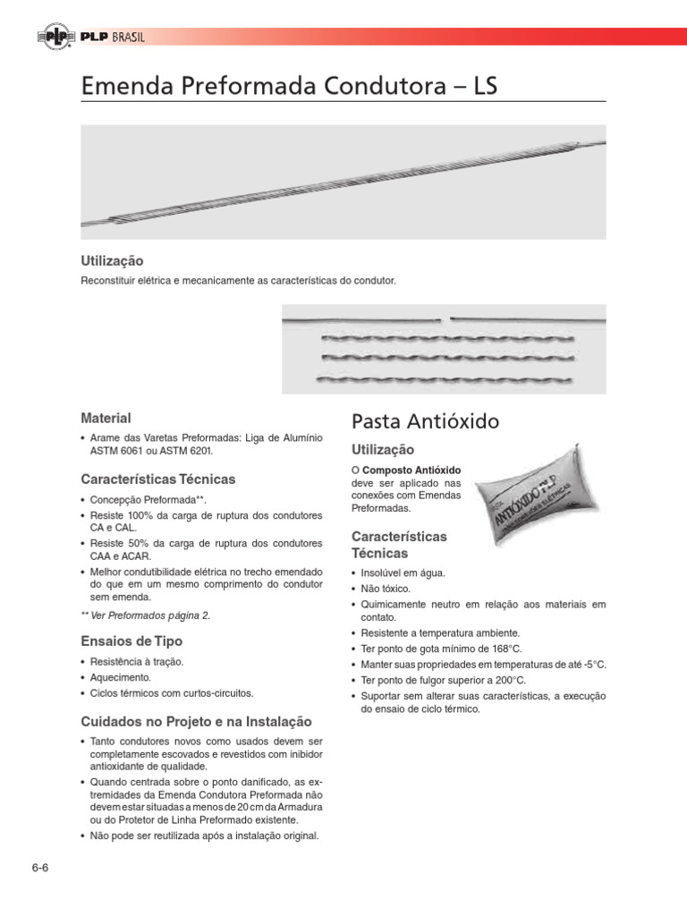 Emendas Preformadas para Cabos de Alumínio | PDF | Condutor elétrico ...