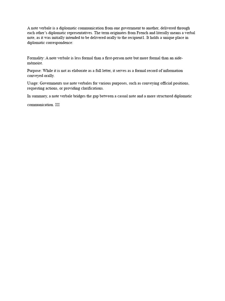 Understanding Note Verbale in Diplomacy | PDF | Language Arts & Discipline