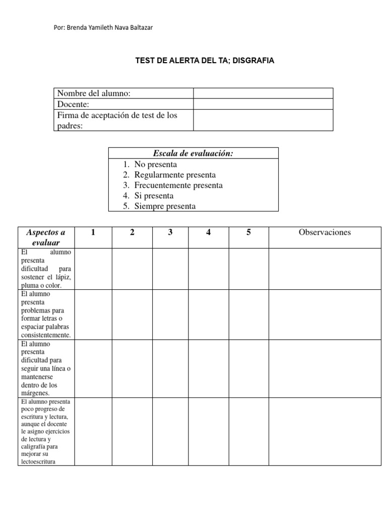 Test de Alerta Del Ta | PDF | Aprendizaje | Cognición