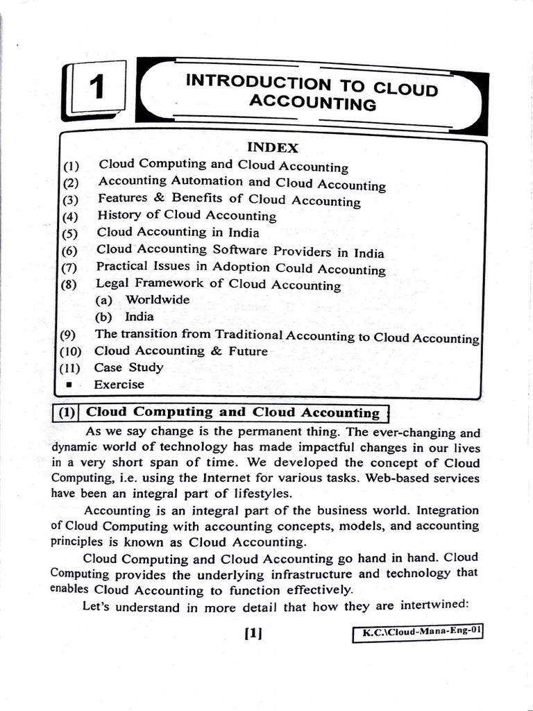 Unit - 1 (Introduction To Cloud Accouting) | PDF | Cloud Computing | Quick Books