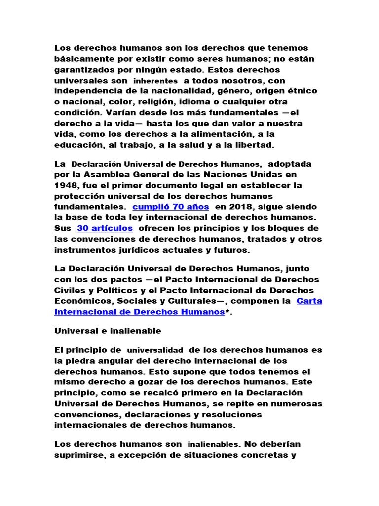 Derechos Humanos: Principios Fundamentales | PDF | Derechos humanos ...