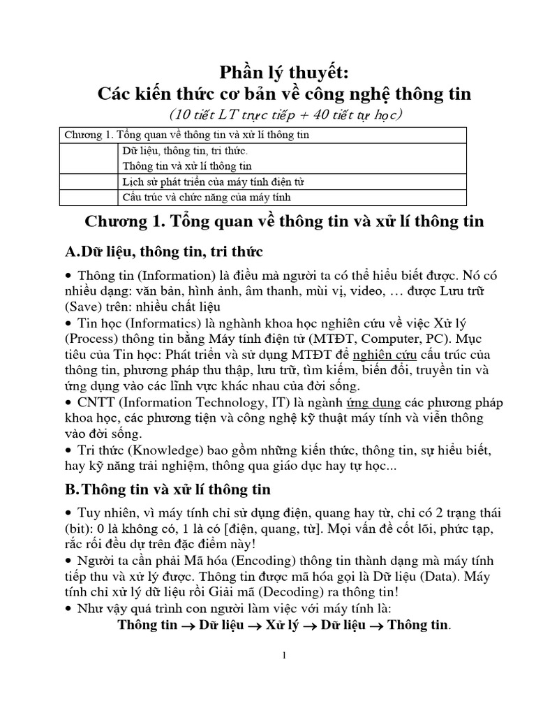 Bai Giang Ly Thuyet 2023 Tuan 1 - Tin CS | PDF