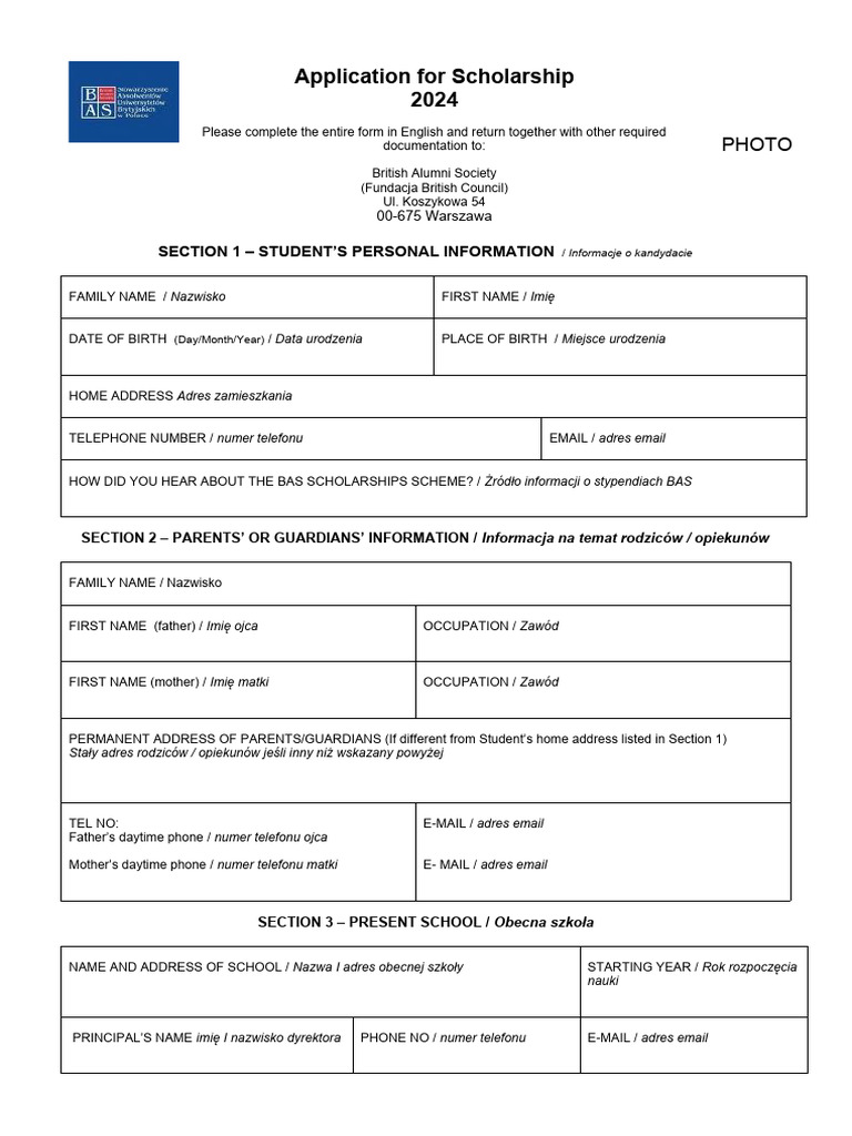 BAS APPLICATION FORM Form 2024 Final | PDF