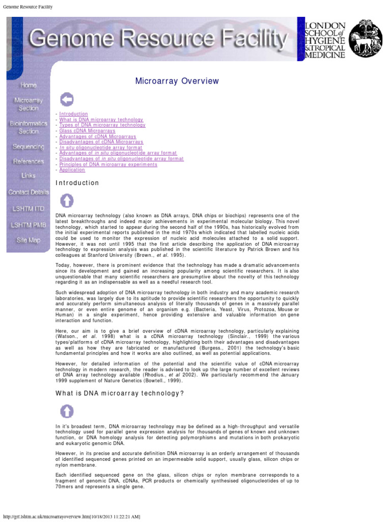 Overview of DNA Microarrays | PDF | Dna Microarray | Dna Sequencing