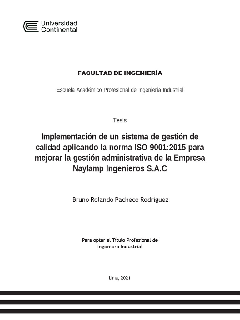 IV FIN 108 TE Pacheco Rodriguez 2021 | PDF | Calidad (comercial ...
