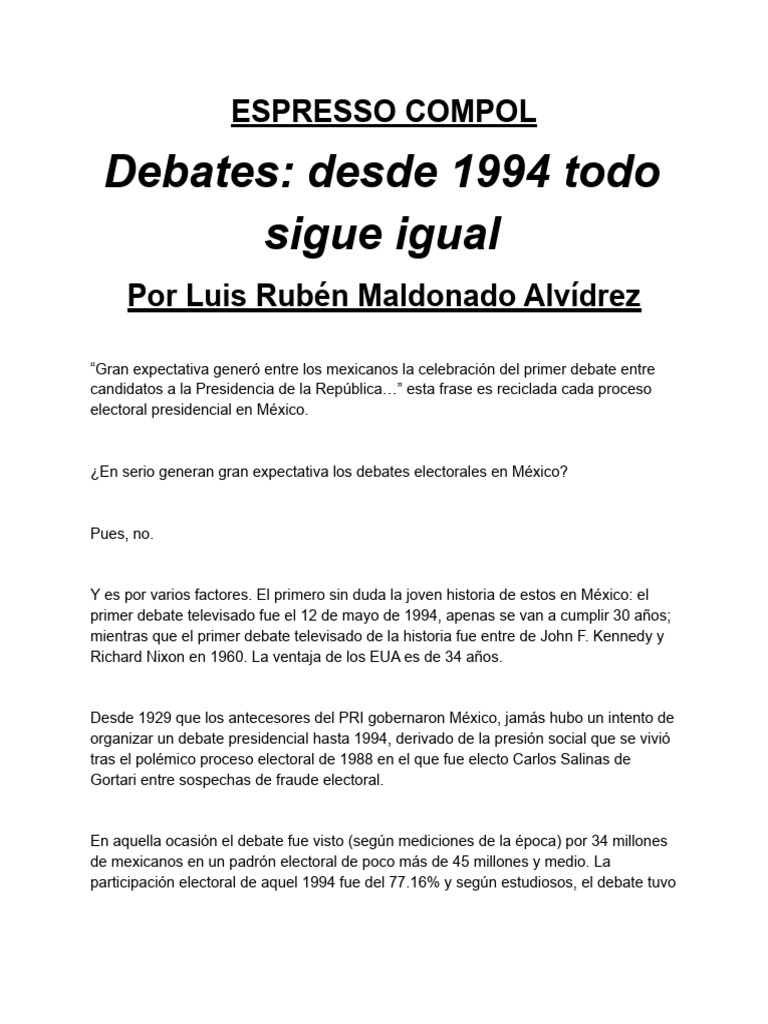 Debates en México: Sin Evolución | PDF | Partido Revolucionario ...