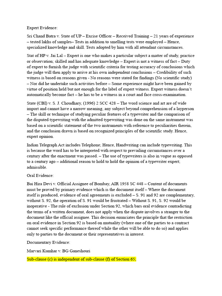 Evidence Cases Week 9 Onwards | PDF | Expert Witness | Burden Of Proof (Law)