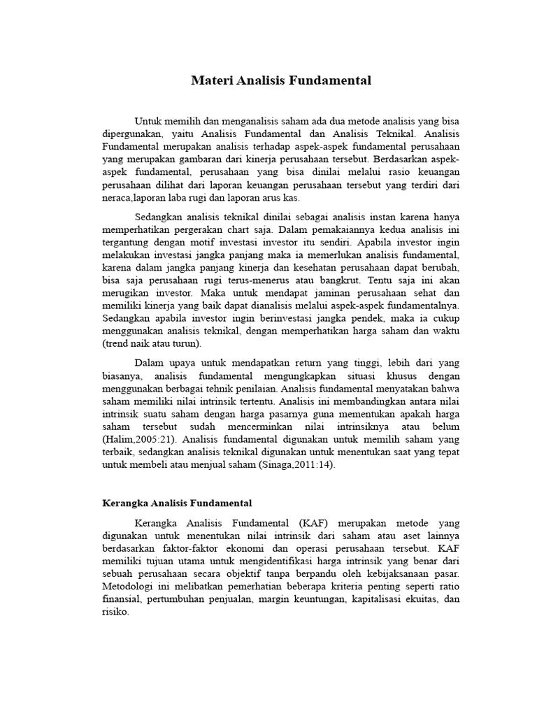 Panduan Analisis Fundamental Saham | PDF | Pengelolaan Keuangan & Uang