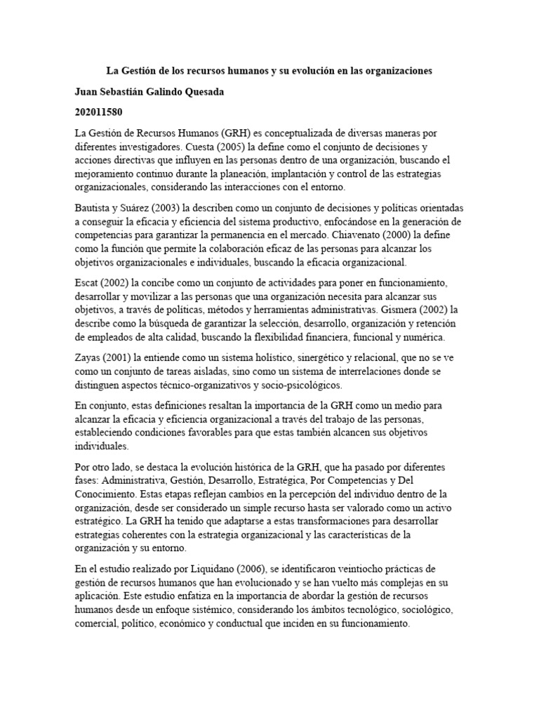 La Gestión de los recursos humanos y su evolución en las organizaciones | Descargar gratis PDF ...