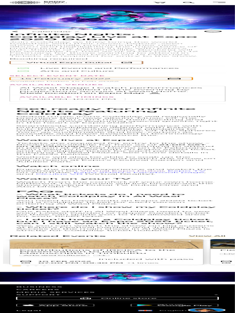 Coldplay Live at Expo 2020 Dubai Expo 2020 Dubai | PDF