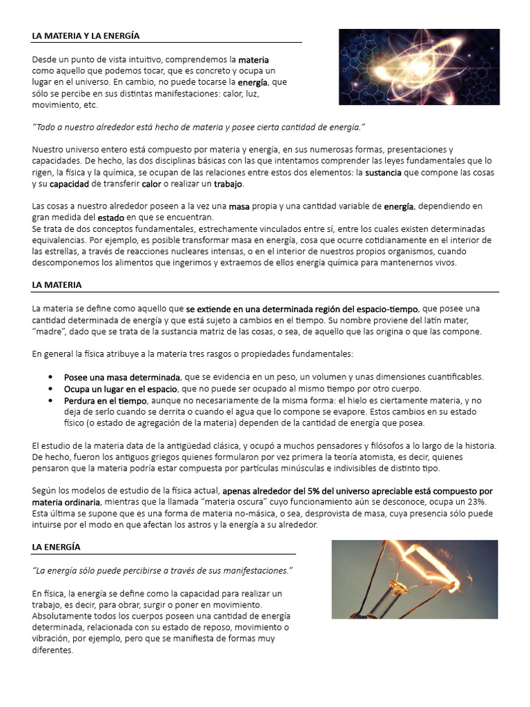 03 - La Materia y La Energia | PDF | Temperatura | Termodinámica