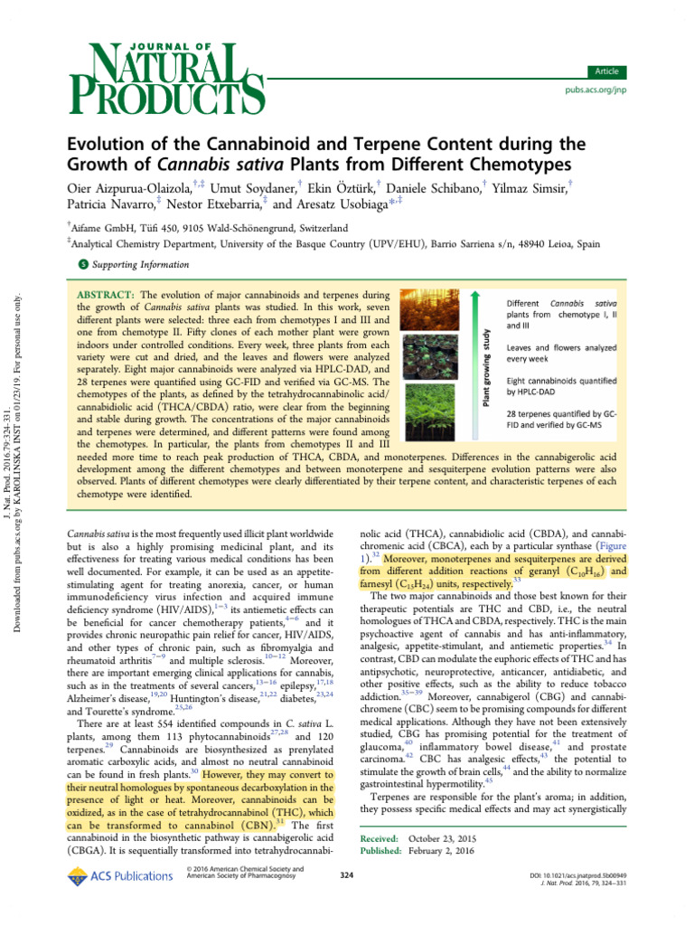 Terpene Evolution in Cannabis Growth | PDF | Tetrahydrocannabinol