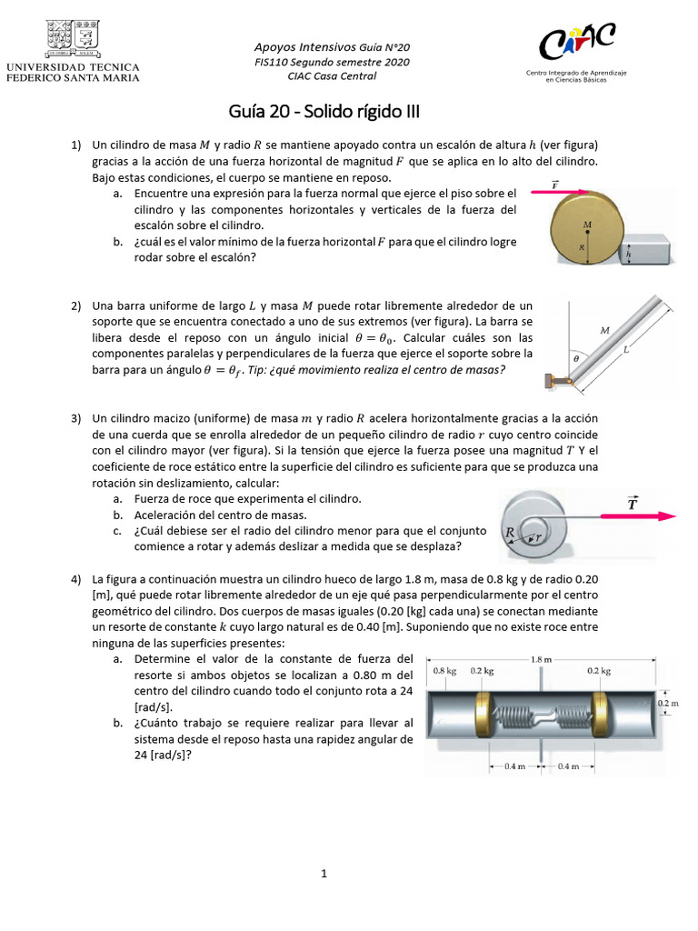 Guia N°20 Intensivo Fis110. - Sólido Rigido III. | PDF | Fricción | Fuerza