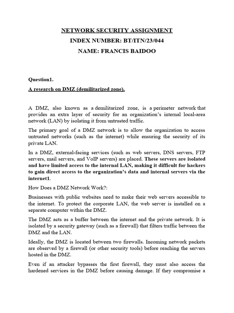 Network Security Assignment | Download Free PDF | Firewall (Computing) | Security Engineering