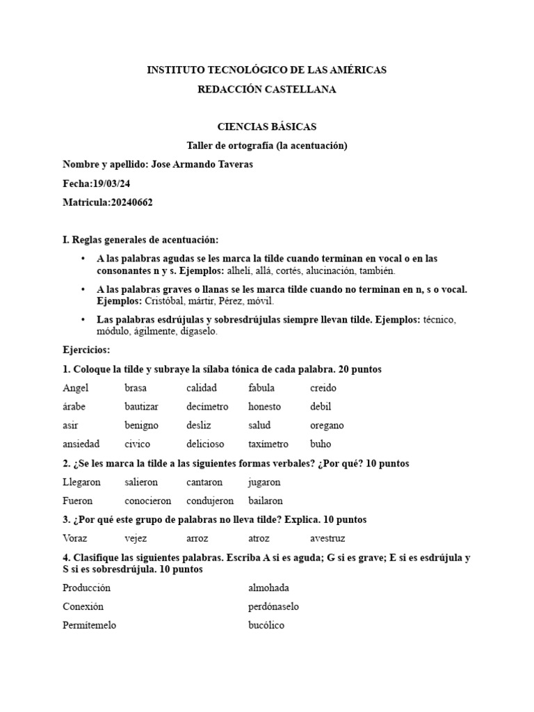 ITLA Taller de ortografía | Descargar gratis PDF | Lingüística | Fonética